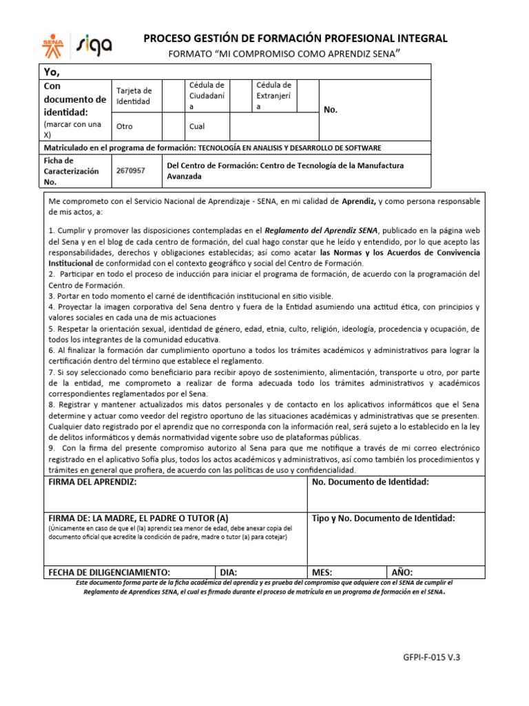 Acta Compromiso | PDF | Documento de identidad