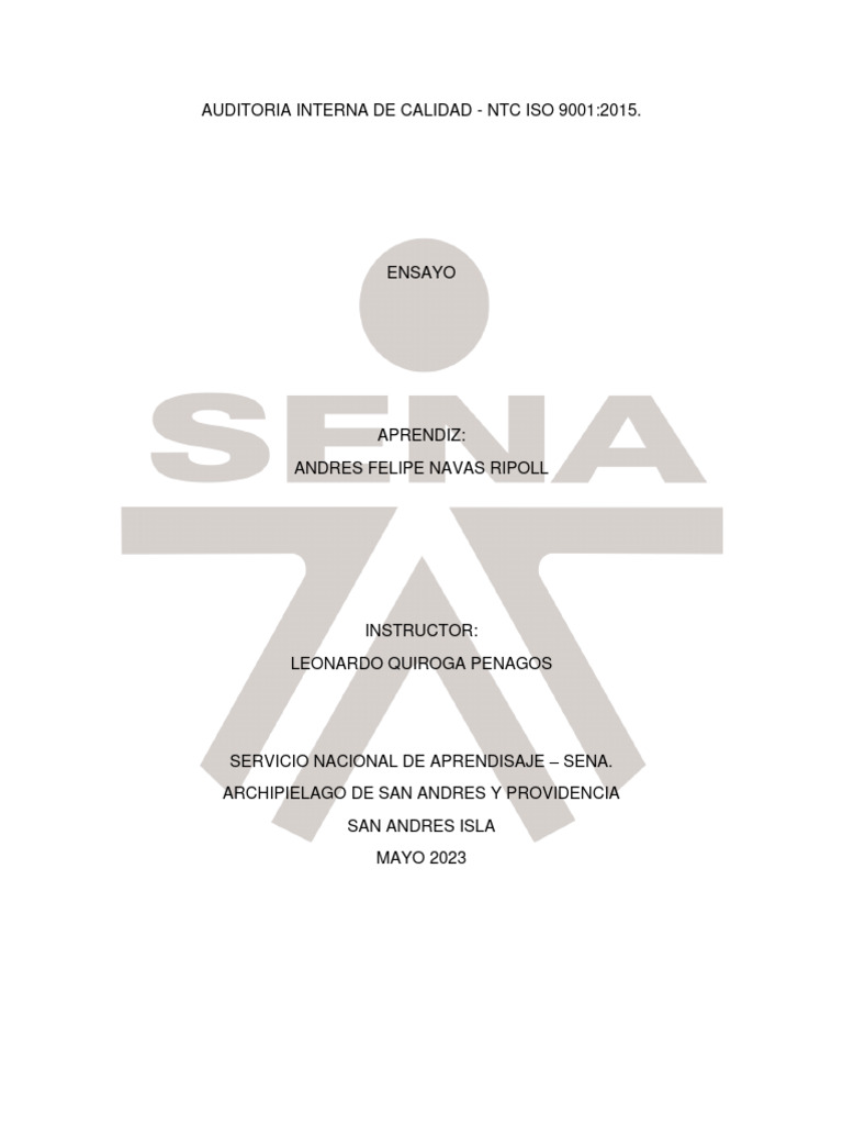 Actividad 1 Evidencia 2 Ensayo Andres Navas | PDF | Calidad (comercial ...