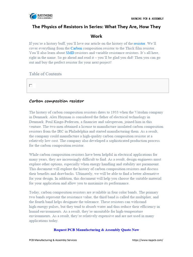 The Physics Of Resistors In Series What They Are How They Work Pdf