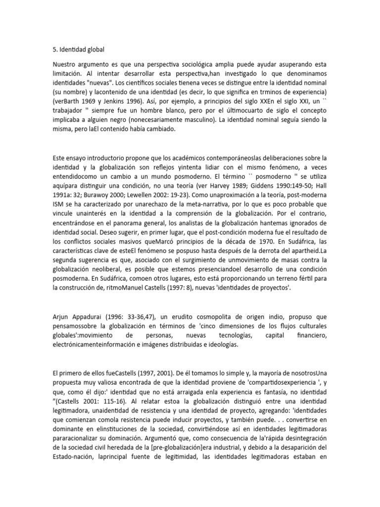 5 Identidad Global | PDF | Globalización | Estado (política)