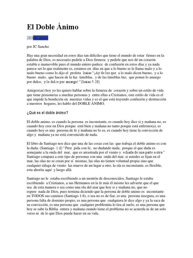 El Doble Ánimo | PDF | Oración | Cristo (título)