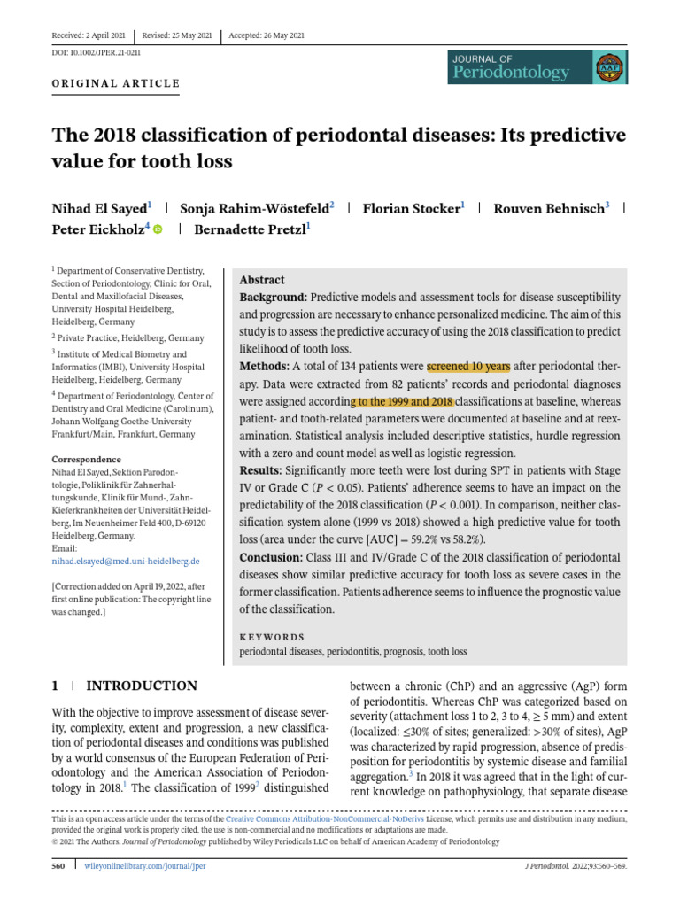 2023 6 (Juni) 26 The 2018 Classification of Periodontal Diseases Its ...