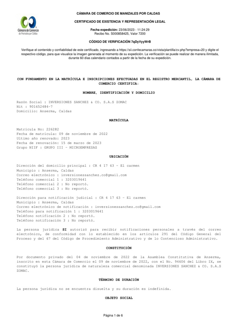 Camara y Ccio Inversanchez 23 Jun 2023 | PDF | Sociedad de ...