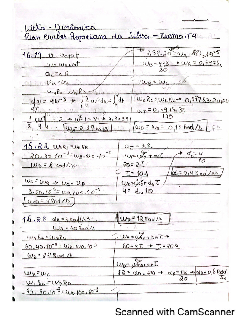 Lista 2 - Dinamica T4 - Rian | PDF
