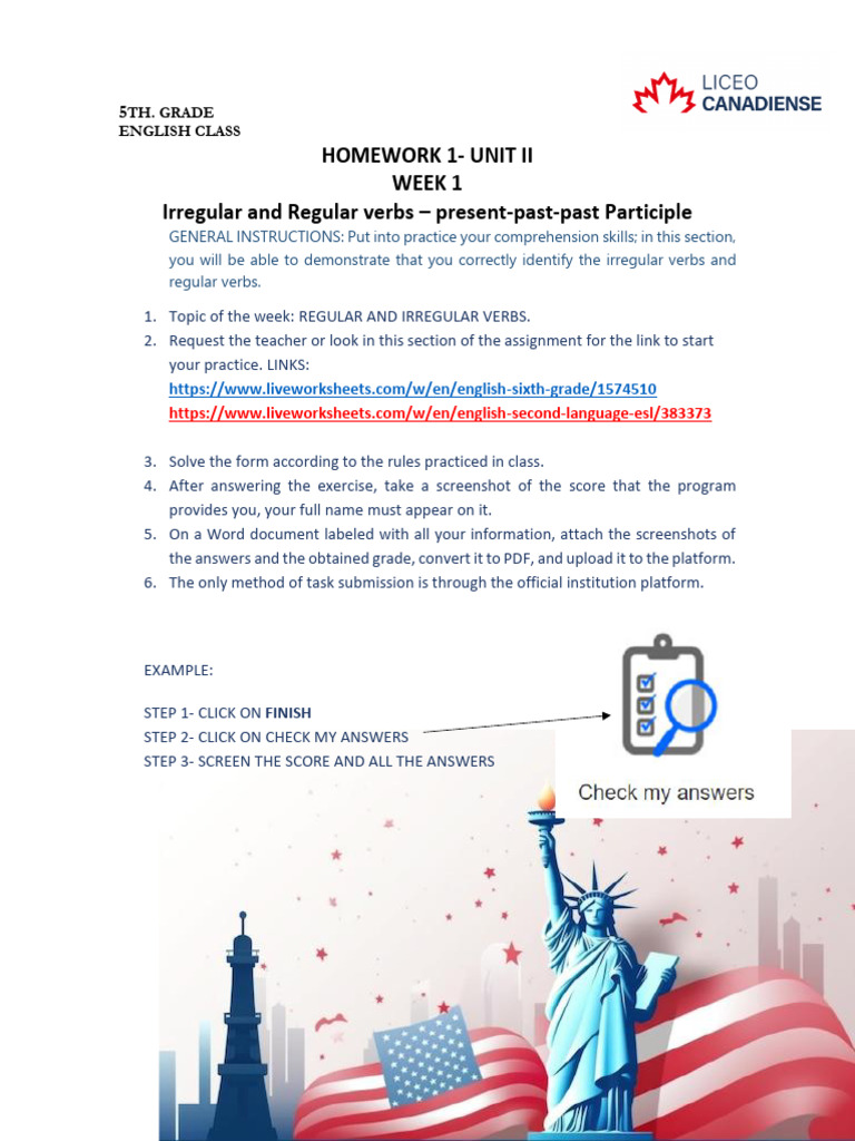 Guideline 1-Homework 1-5th grade-UNIT 2-WEEK ONE | Download Free PDF ...