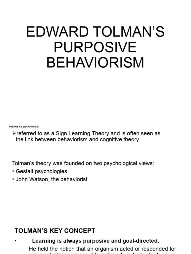 Edward Tolmans Purposive Behaviorism | PDF | Behaviorism | Perception