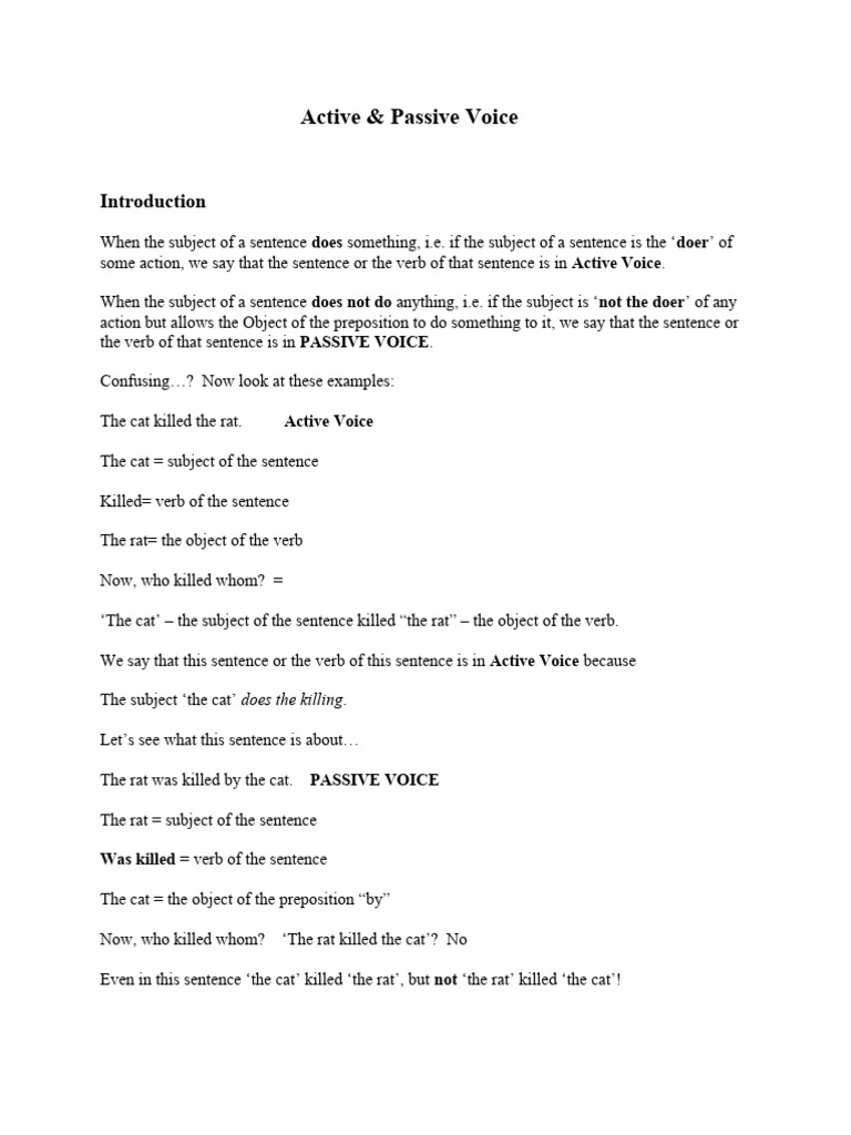 Active and Passive Voice Explained | PDF | Verb | Perfect (Grammar)