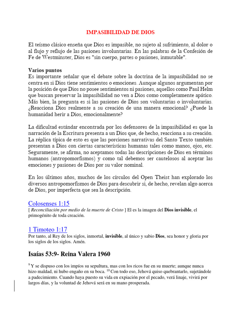 Impasibilidad de Dios | Descargar gratis PDF | Dios | Creencia religiosa y doctrina