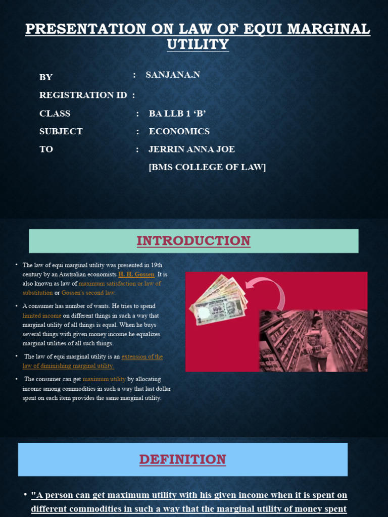 Economics:Presentation On Law of Equi Marginal Utility... | PDF ...