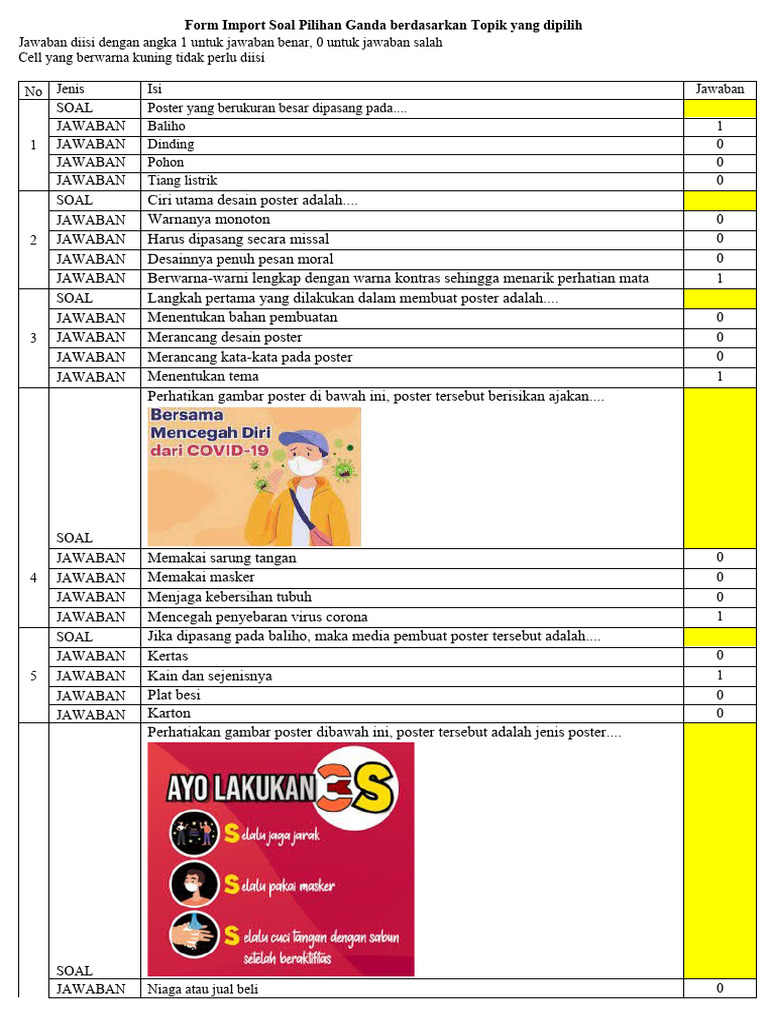 Form-Soal-Ganda - SBD - Kelas 8 | PDF