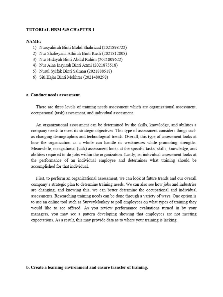 Tutorial Hrm 549 Chapter 1 | PDF | Learning | Evaluation