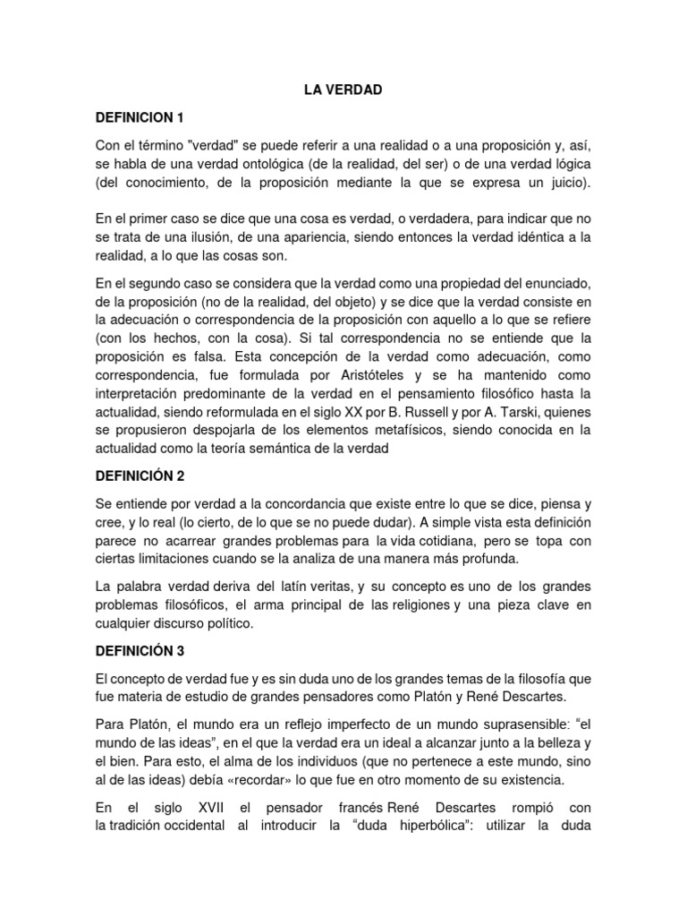 LA VERDAD | PDF | Verdad | Proposición