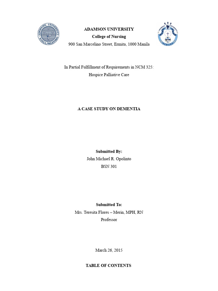 Case Study For Dementia | PDF | Dementia