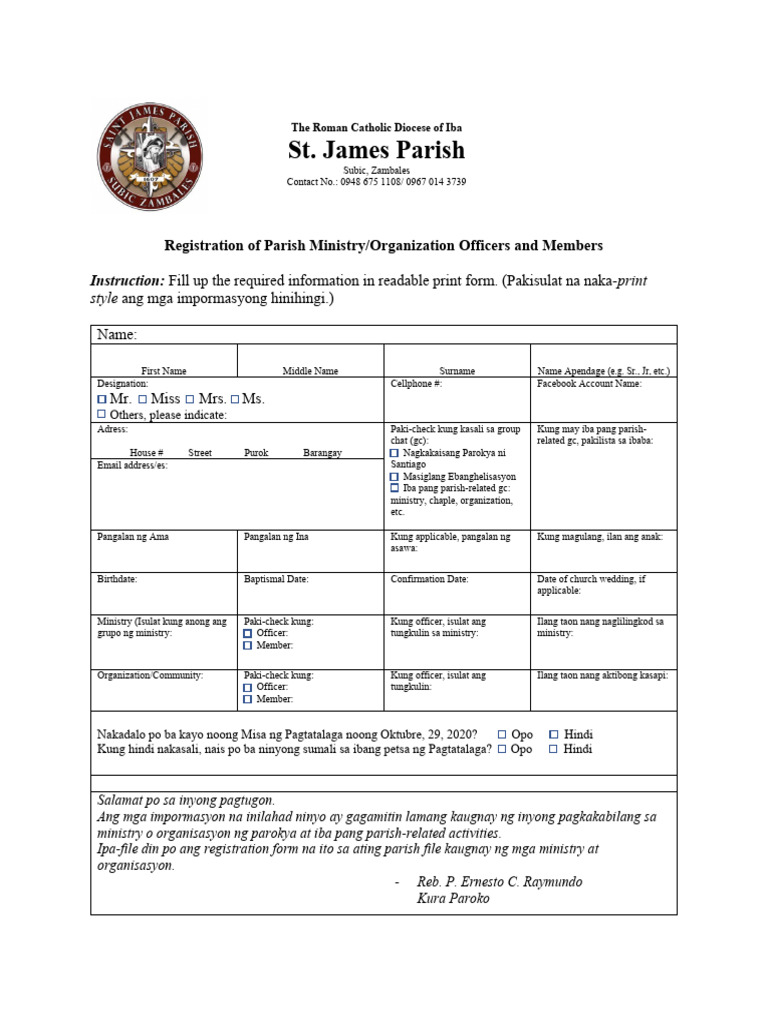 Registration of Parish Ministry | PDF