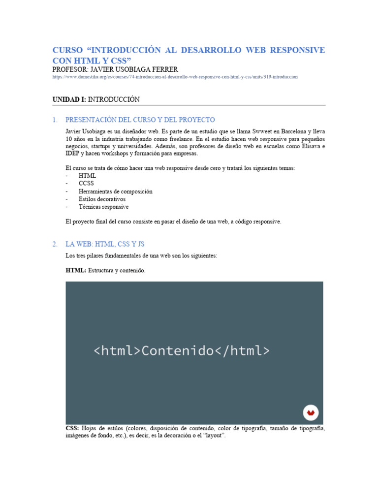 Introducción Al Desarrollo Web Responsive Con HTML y CSS | PDF | HTML | Red mundial