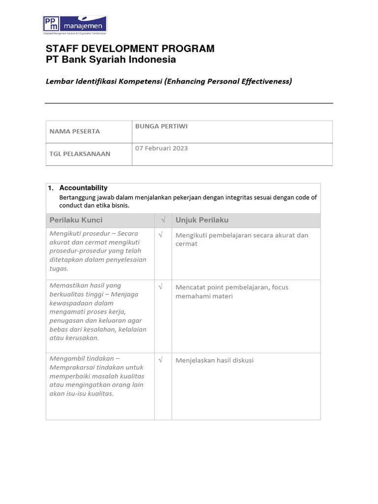 BUNGA PERTIWI-SDP BSI-Refleksi Hari 1 - Enhancing Personal ...