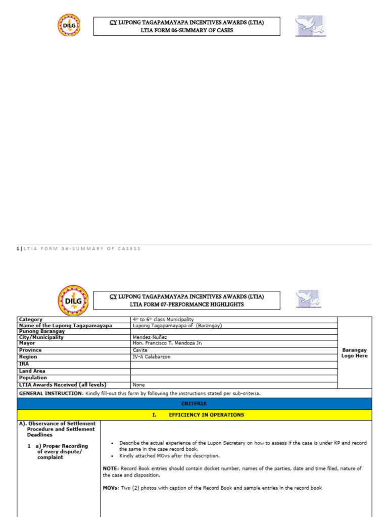LTIA FORMS 7 For Submission Annex A | PDF | Mediation | Justice