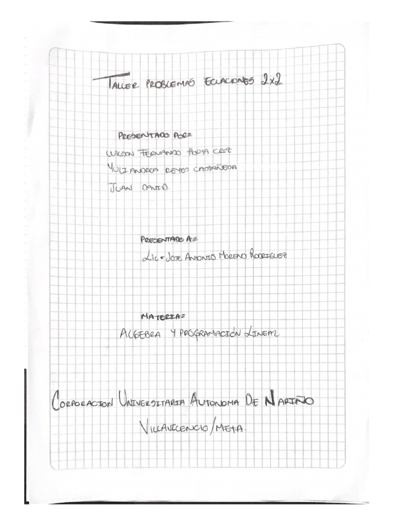 Ejercicios Ecuaciones 2x2 Pdf