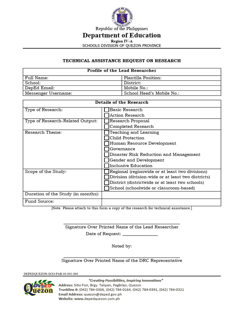 Technical Assistance Request for Research | PDF