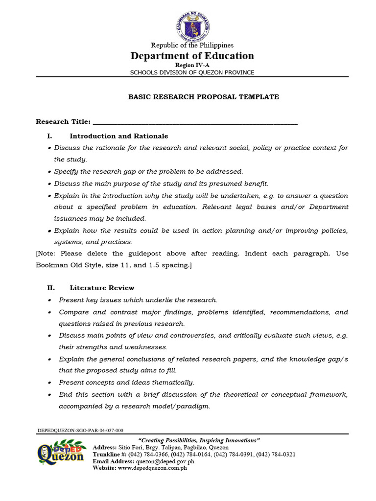 5 Basic Research Proposal Template 2023 | Download Free PDF | Paragraph ...