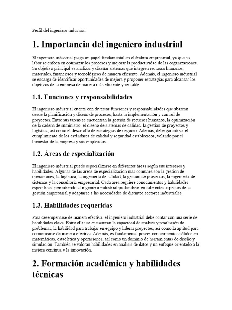 Perfil Del Ingeniero Industrial Descargar Gratis Pdf Ingeniería