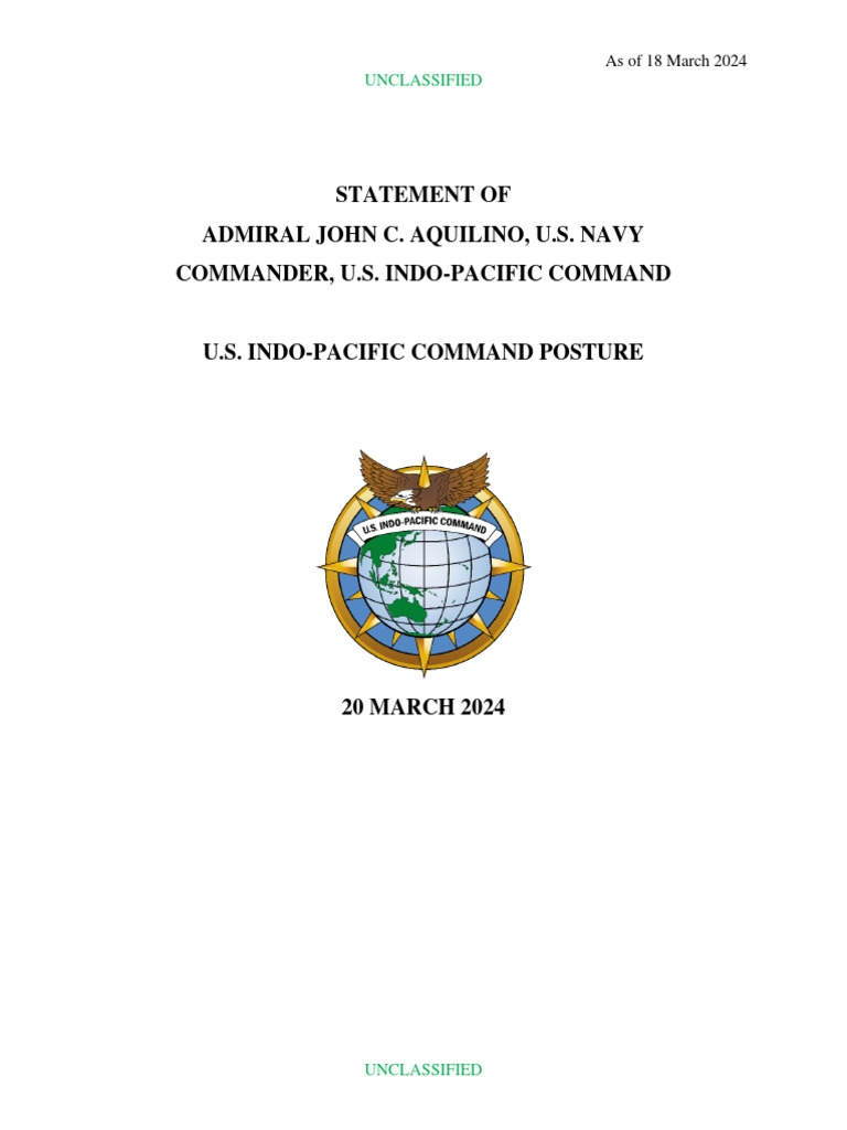 2024 INDOPACOM Posture Testimony ADM Aquilino HASC | PDF ... 2024 INDOPACOM Posture Testimony ADM Aquilino HASC | PDF ...