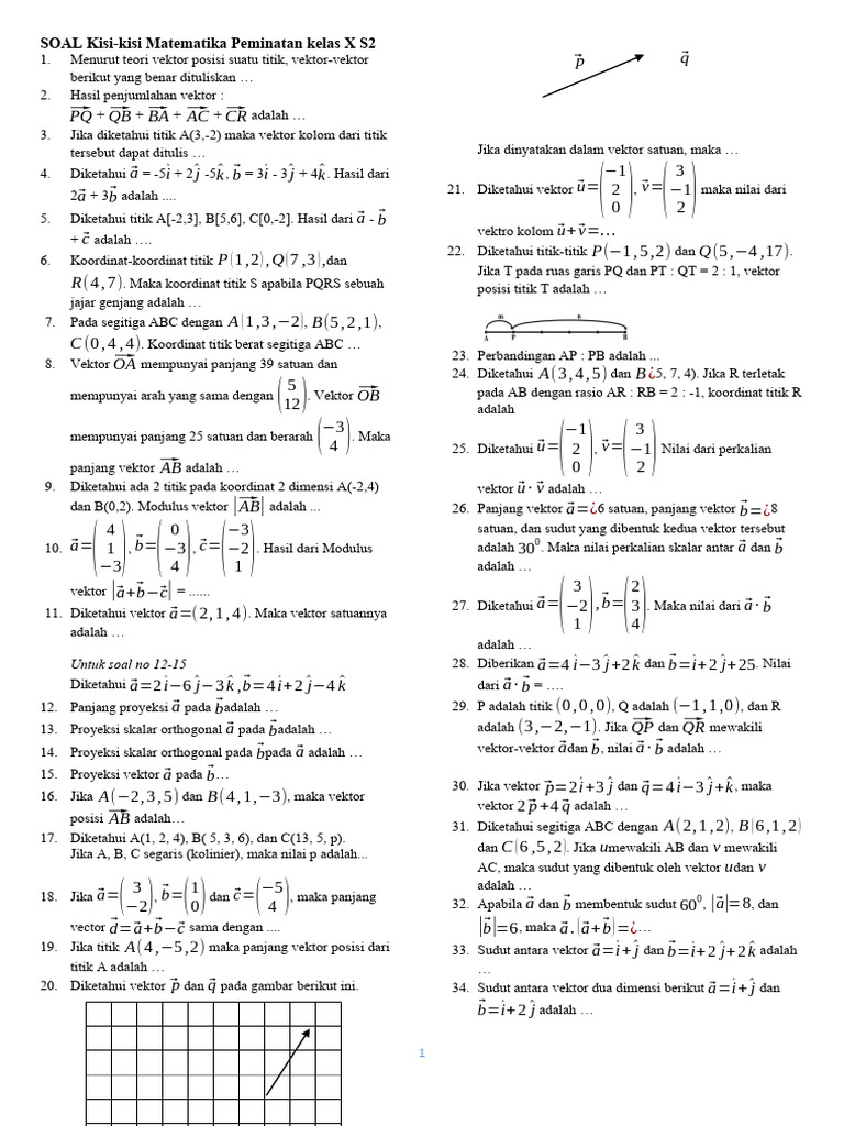 Soal Kisi2 PAT Math Minat X 20.21 | PDF
