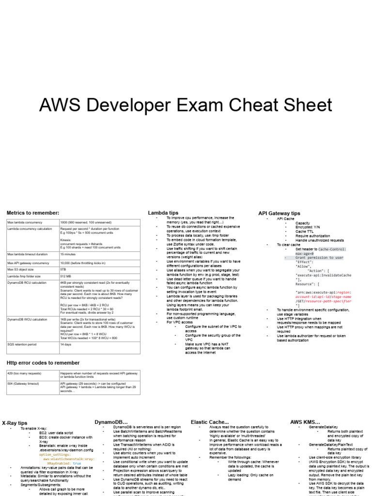 AWS+Developer+Exam+Cheat+Sheet | PDF | Amazon Web Services | Cache ...