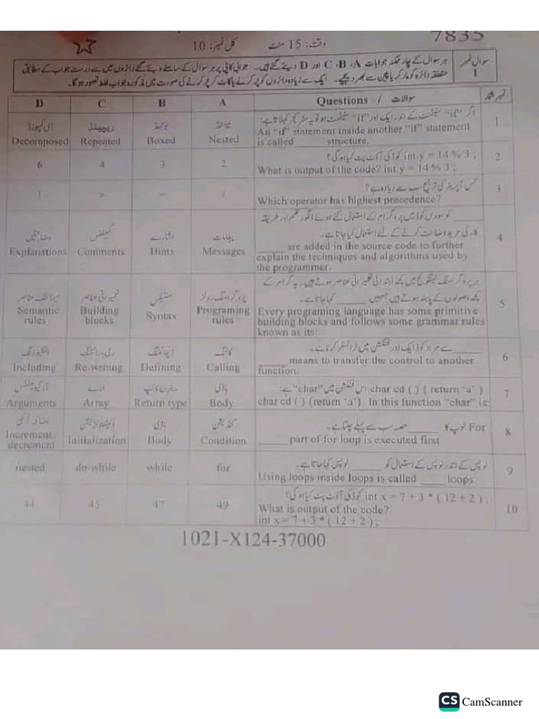 10th Class Computer Faisalabad Board Paper 2024 | PDF