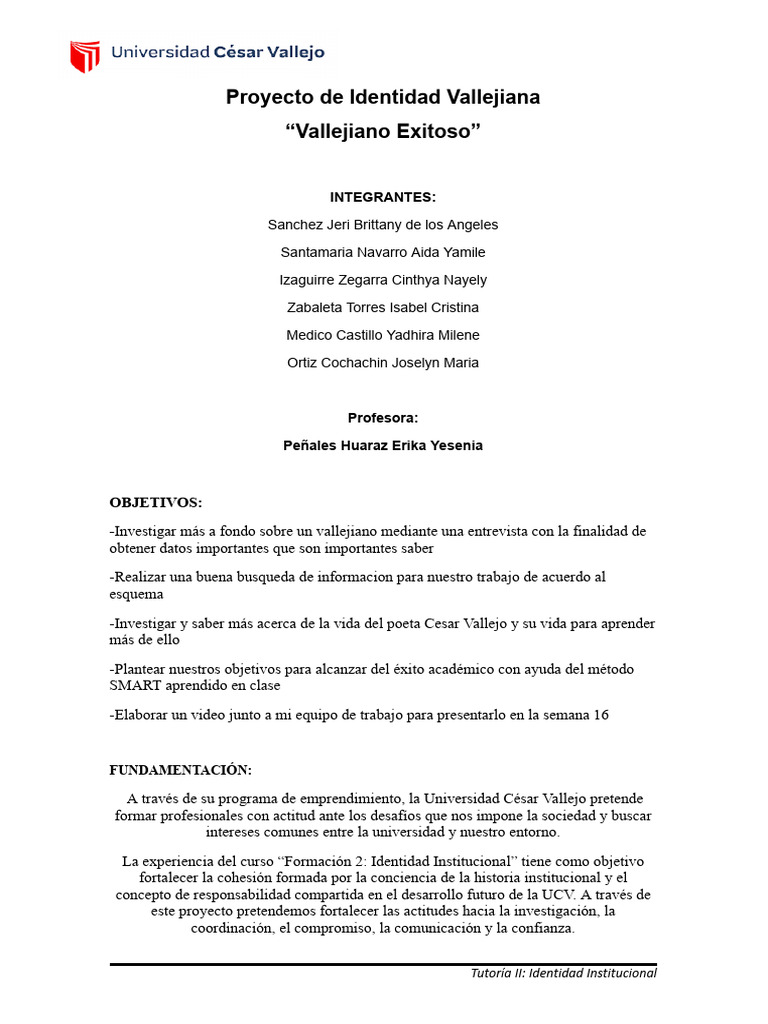 Proyecto de Identidad Vallejiana 2023-02 | PDF | Aprendizaje | Comunicación