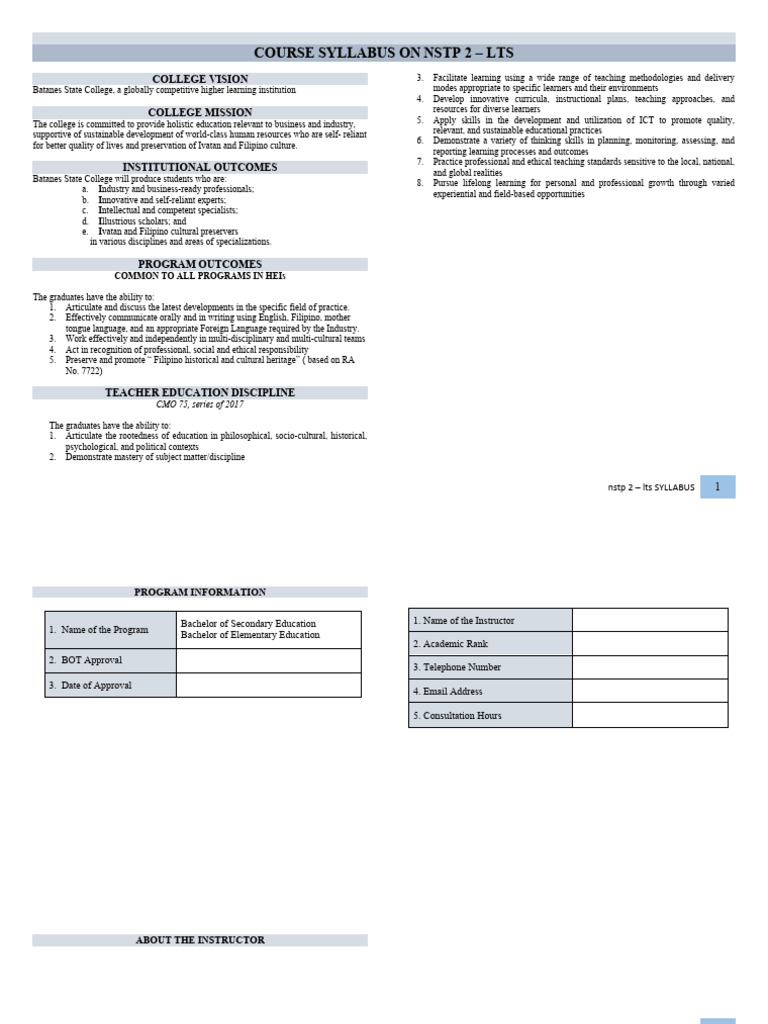 NSTP 2 - LTS | PDF | Teachers | Learning