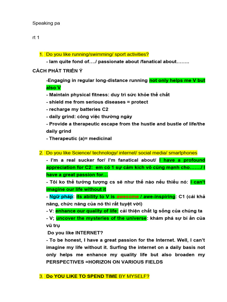 Speaking Part 1_VSTEP | PDF