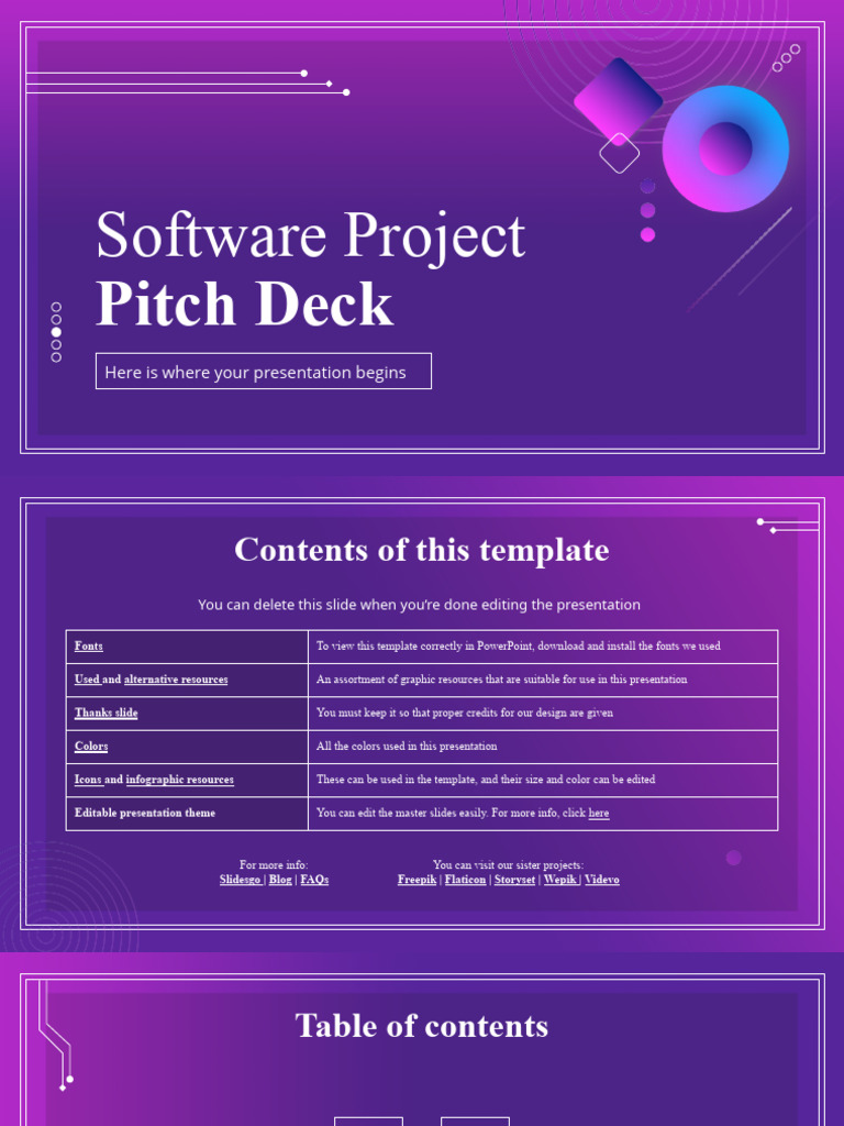 Software Project Pitch Deck by Slidesgo | PDF | Market (Economics) | Icon (Computing)