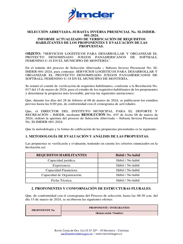 Evaluación-SA-Subasta Inversa-001-2024 | PDF | Documento de identidad | Ley común