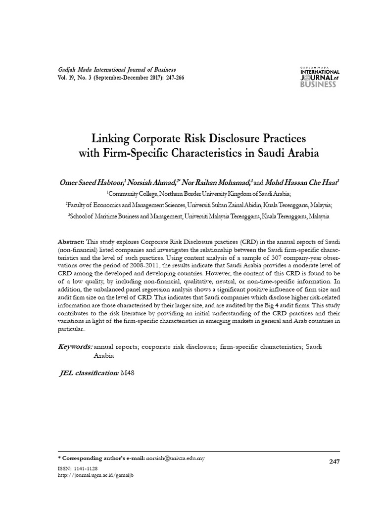Linking Corporate Risk Disclosure Practices With F | PDF | P Value ...