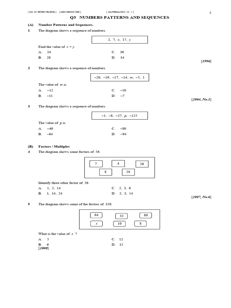 Q3 Number Patterns and Sequences | PDF | Prime Number | Numbers