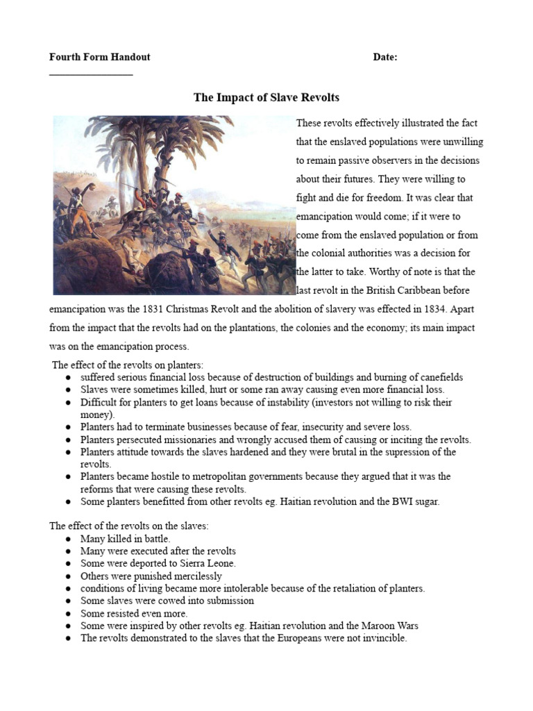Impact of Slave Revolts | PDF | Abolitionism | Slavery