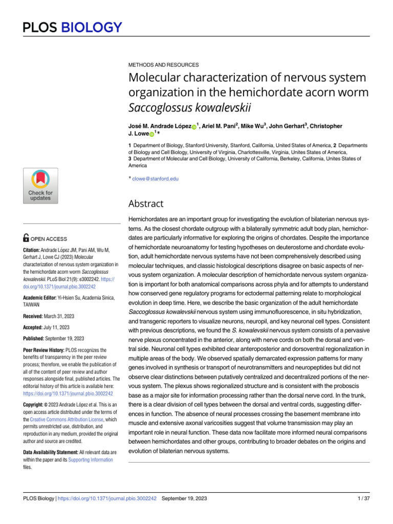 Journal Pbio 3002242 | PDF | Nervous System | Neurotransmitter