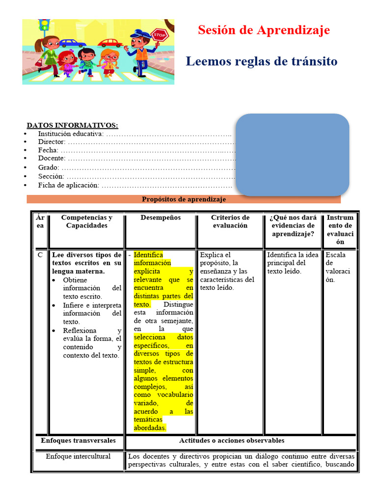 4° Sesión Día 1 Com Leemos Las Reglas de Tránsito Unidad 7 Semana 1 ...