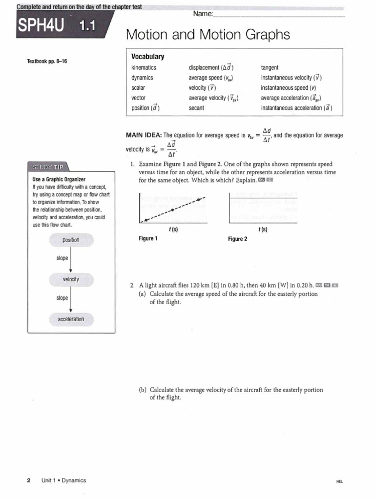 ch1 Physics 12 Study Guide | PDF | Velocity | Speed