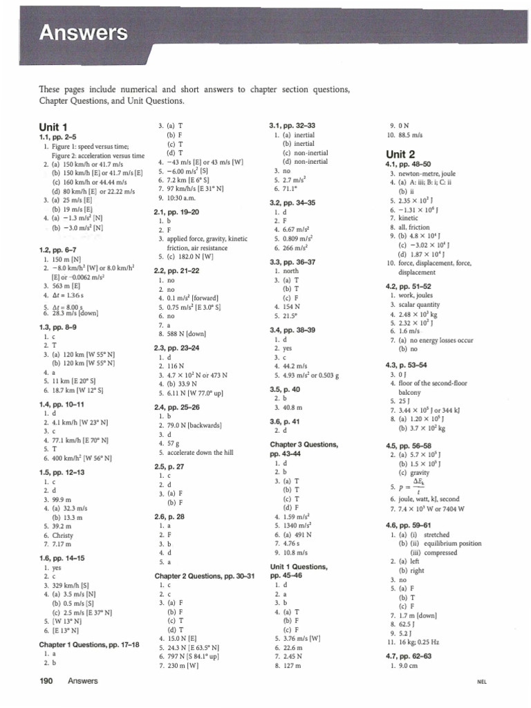 Grade 12 Physics Answer Key | PDF | Physics | Mechanics