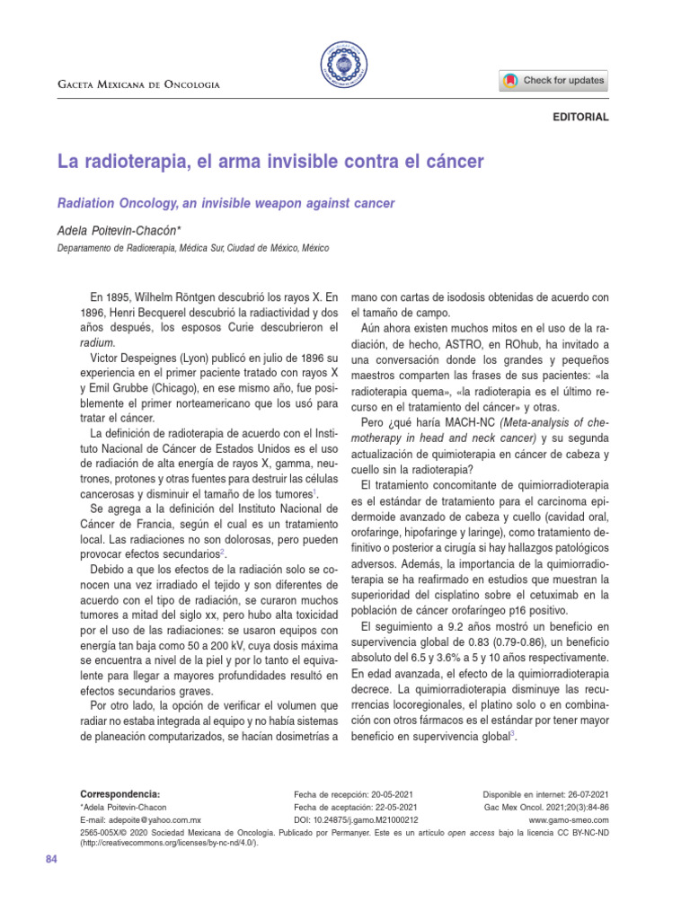 2565 005X Gamo 20 3 84 | PDF | Terapia de radiación | Cáncer