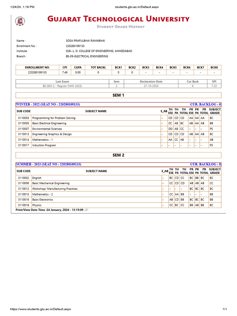 Grade History | PDF | Engineering | Science