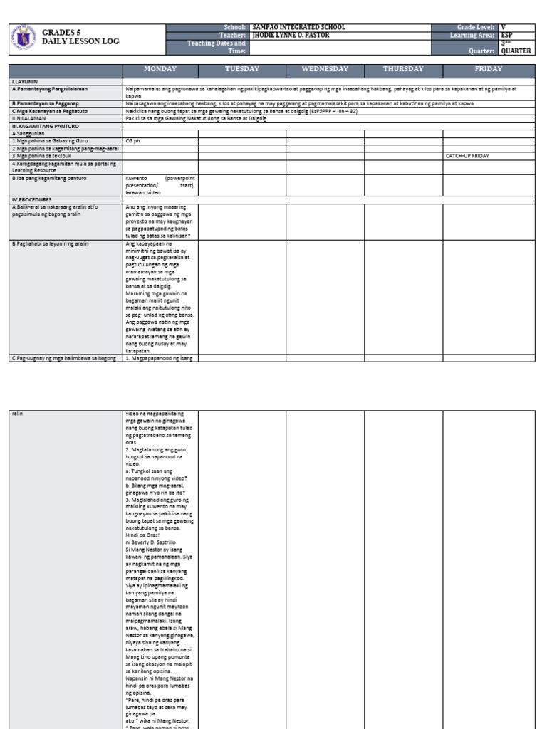 DLL - Esp 5 - Q3 - W8 | PDF