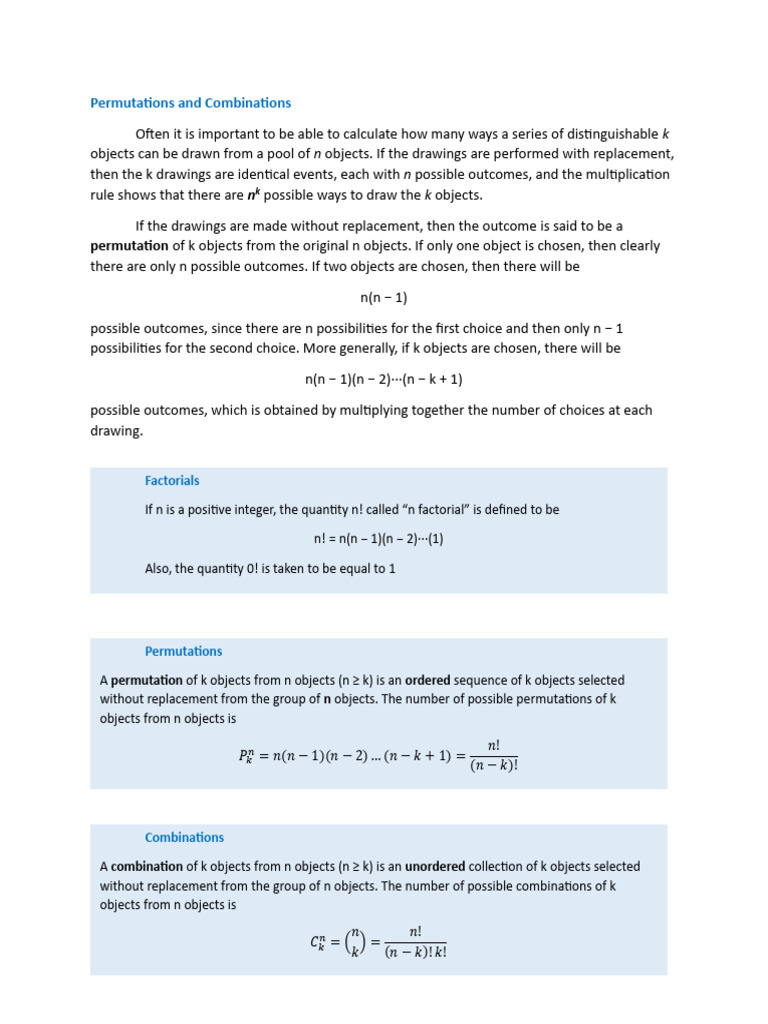 Permutations-and-Combinations | PDF | Statistics | Permutation