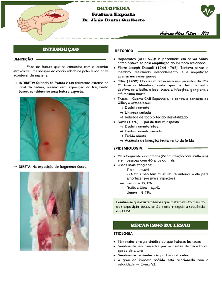 Ortopedia 02 Fraturas Expostas | PDF | Infecção | Medicina Clínica