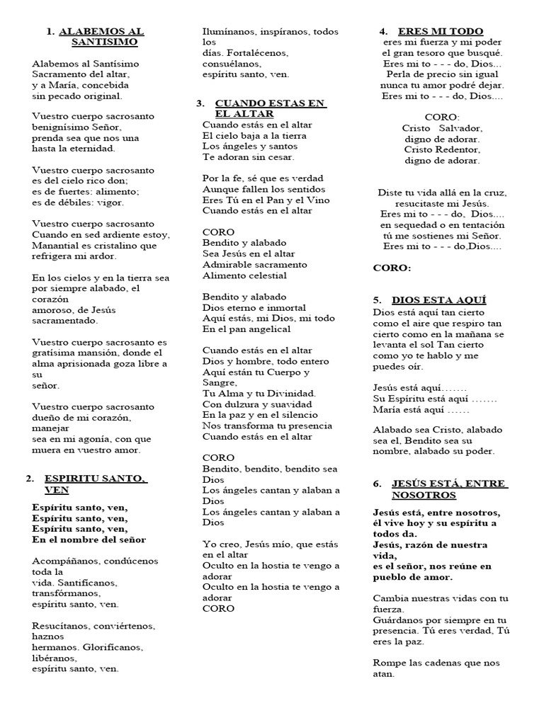 hORA SANTA 5 Letra Nada Mas | PDF | eucaristía | María, madre de Jesús