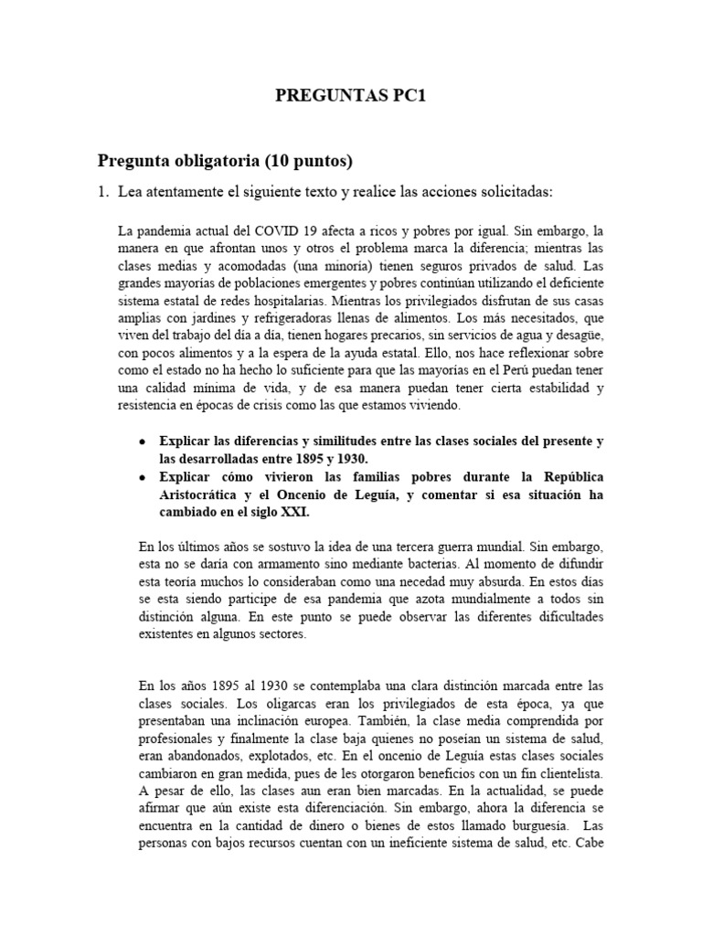PC1 Historia | PDF | Perú | Clase media