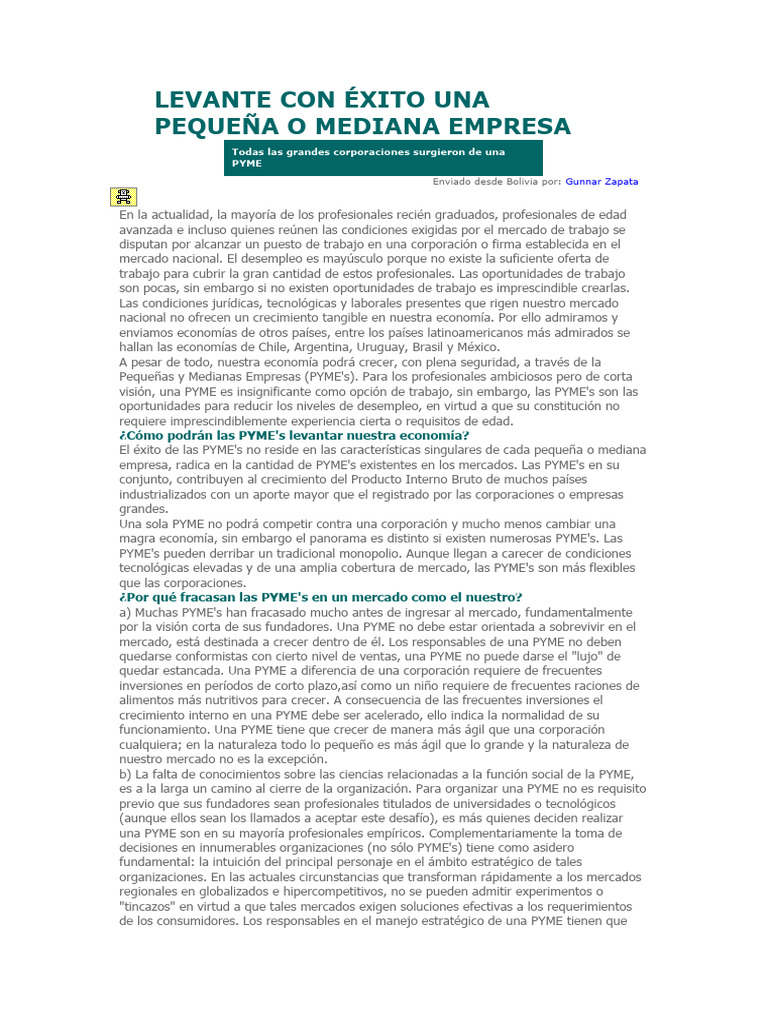 pymes | PDF | Business | Pequeñas y medianas empresas