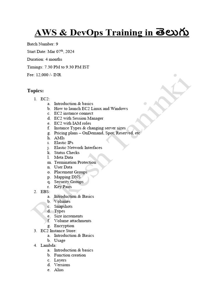 Batch 9 AWS DevOps RakeshTaninki+ +sec | PDF | Computer Engineering | Computer Architecture